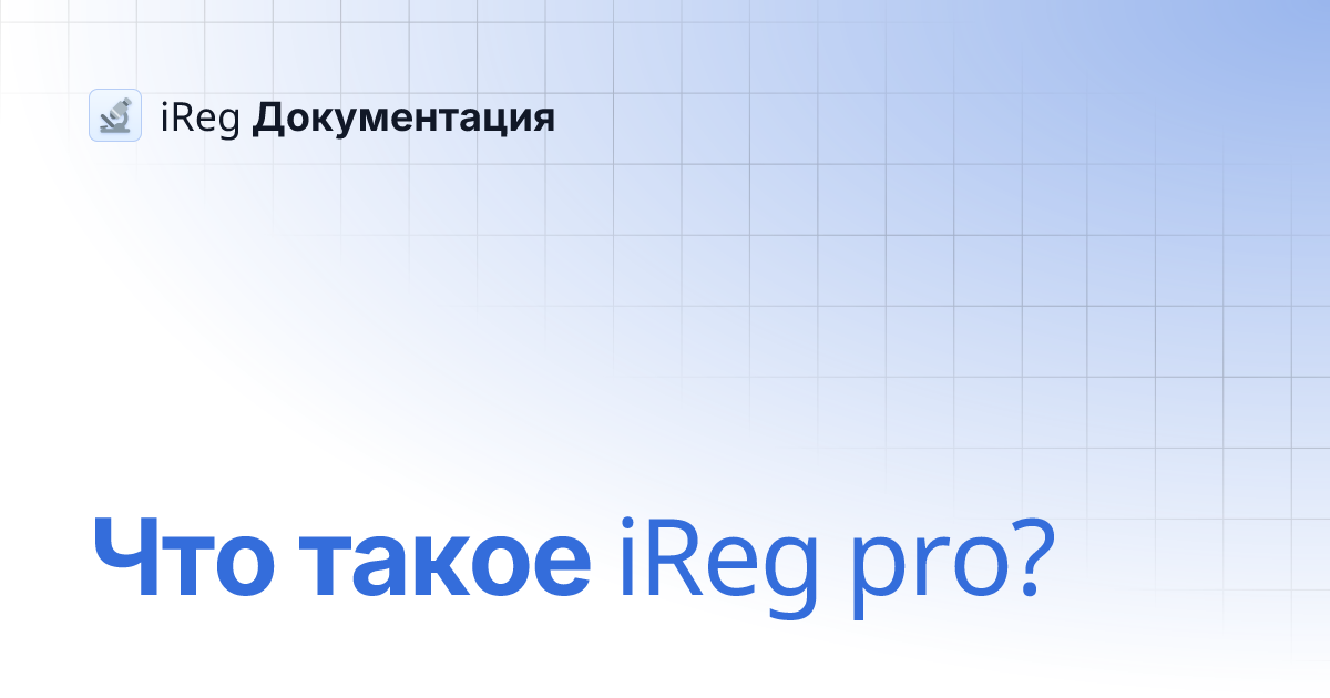 Что такое iReg pro? | iReg Документация